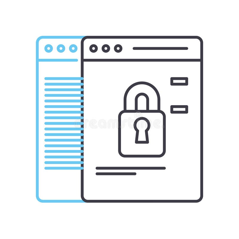 Website Encryption Line Icon, Outline Symbol, Vector Illustration ...