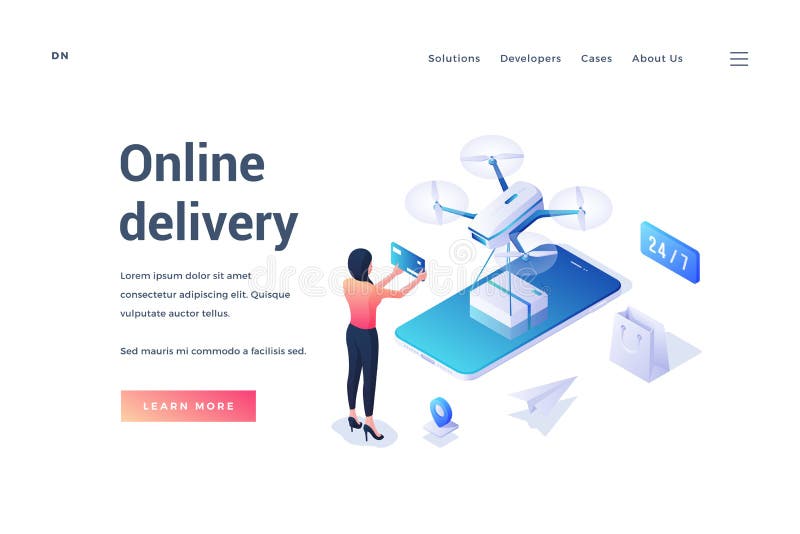 Website for Everyday Online Delivery in Mobile App Stock Vector ...