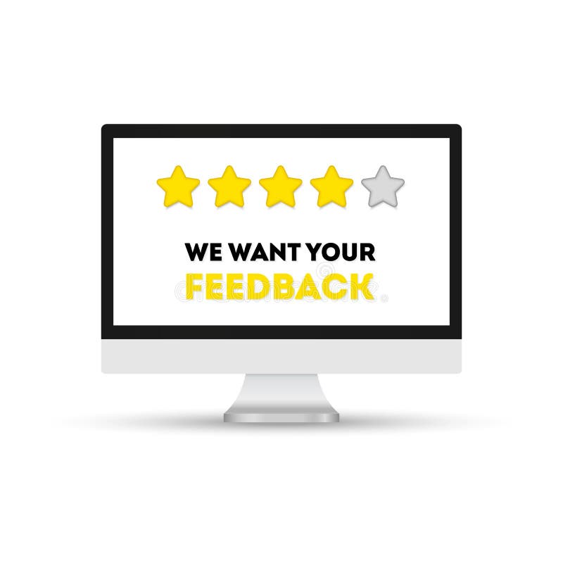 Website with Five Stars and Computer Screen. Concept of Customer ...