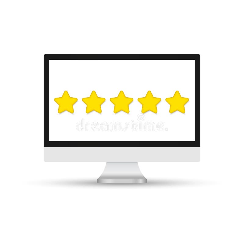 Website with Five Stars and Computer Screen. Concept of Customer ...