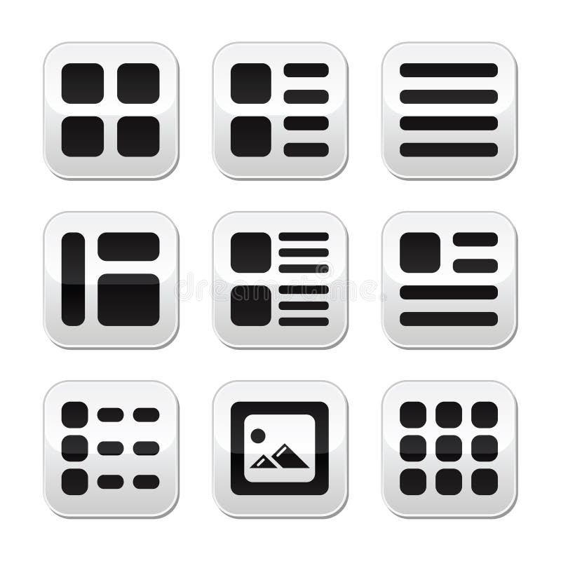 Website Gallery View Display Options Buttons Set Stock Vector ...