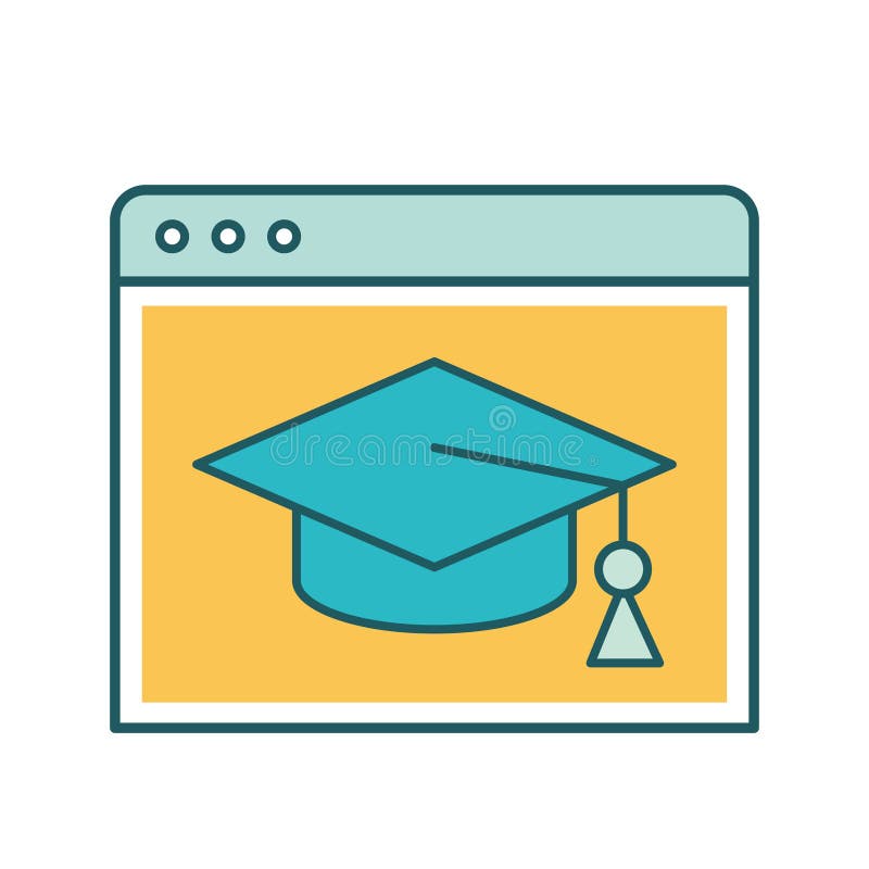 Website with Graduation Cap Line and Fill Style Icon Vector Design ...