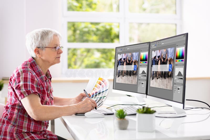 Website Graphic Designer Working in Office Stock Photo - Image of ...