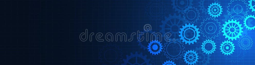 Website Header or Banner Design with Cogs and Gear Wheel Mechanisms ...