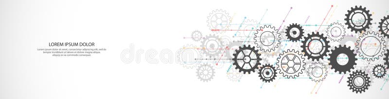Website Header or Banner Design with Cogs and Gear Wheel Mechanisms ...