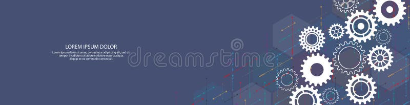 Website Header or Banner Design with Cogs and Gear Wheel Mechanisms ...
