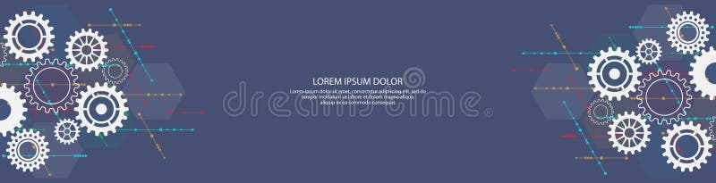 Website Header or Banner Design with Cogs and Gear Wheel Mechanisms ...