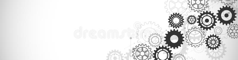 Website Header or Banner Design with Cogs and Gear Wheel Mechanisms ...