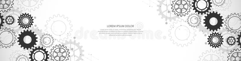 Website Header or Banner Design with Cogs and Gear Wheel Mechanisms ...