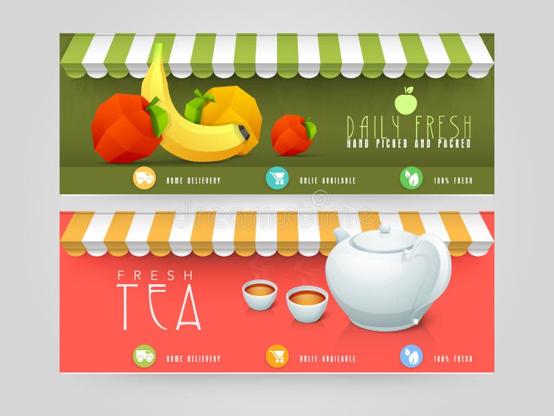 Website Header or Banner Design for Restaurant. Stock Illustration ...