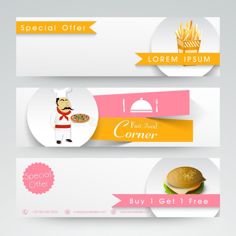 Website Header or Banner for Fast Food Corner. Stock Illustration ...