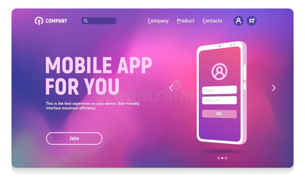 Website Header for Mobile Application, Illustration of Phones with a ...