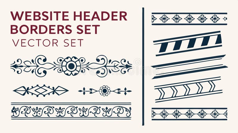 Website Header Borders Set Vector, Decorative Elements and Web Design ...