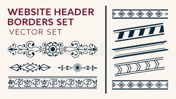 Website Header Borders Set Vector, Decorative Elements and Web Design ...