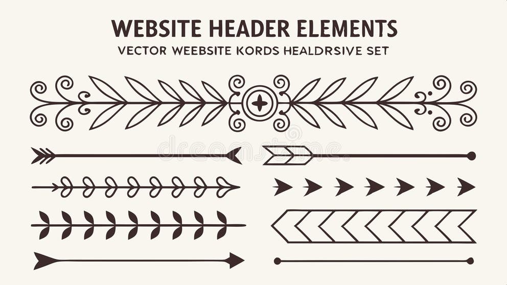 Website Header Elements Vector, Decorative Borders and Web Design Set ...