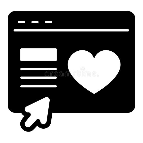 Website with Heart and Mouse Pointer Solid Icon, Charity Concept ...