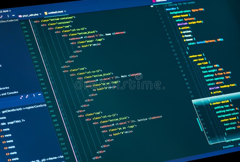 Website HTML and Css Code in the Editor. Web Design and Web Development Stock Photo - Image of ...
