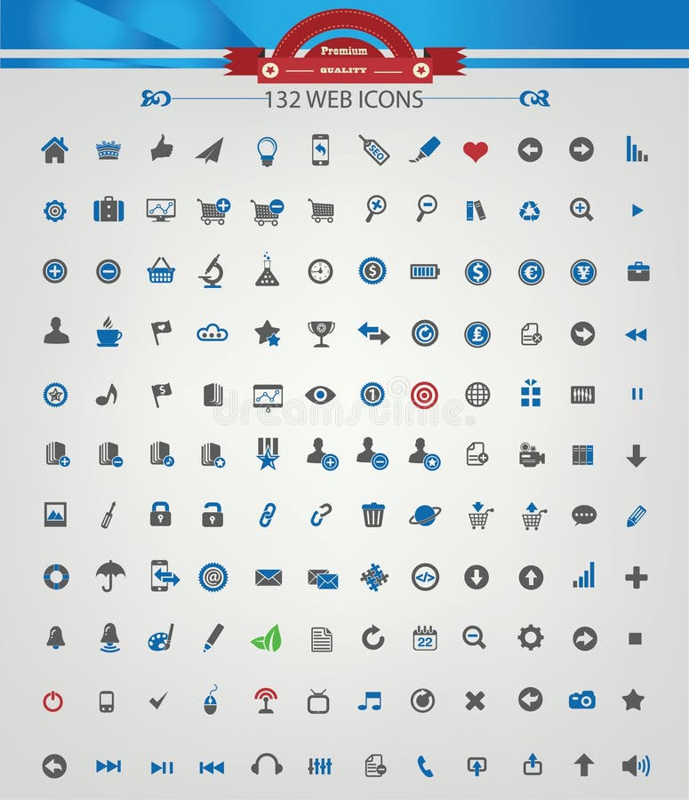 Website Icon Set,Blue Version Stock Vector - Illustration of element ...