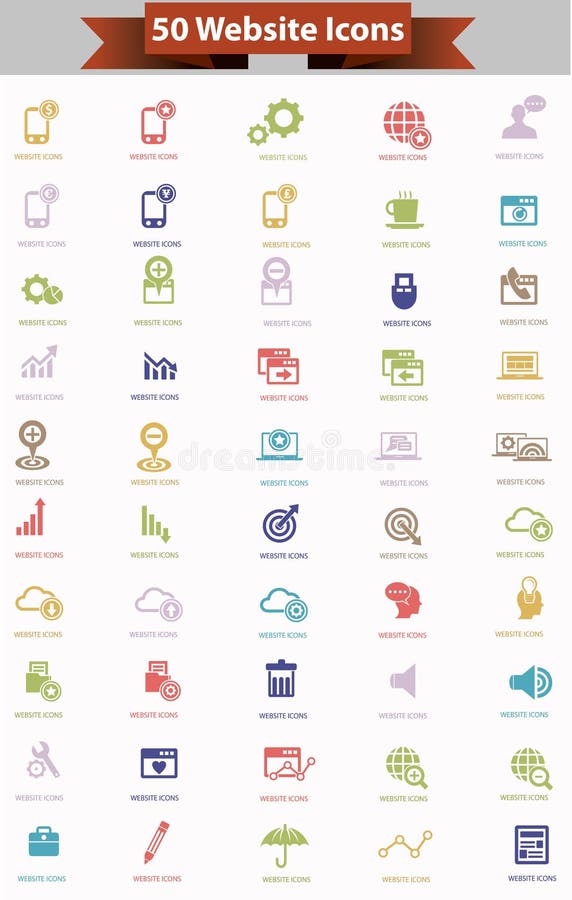 50 Website icon set stock illustration. Illustration of link - 35725059