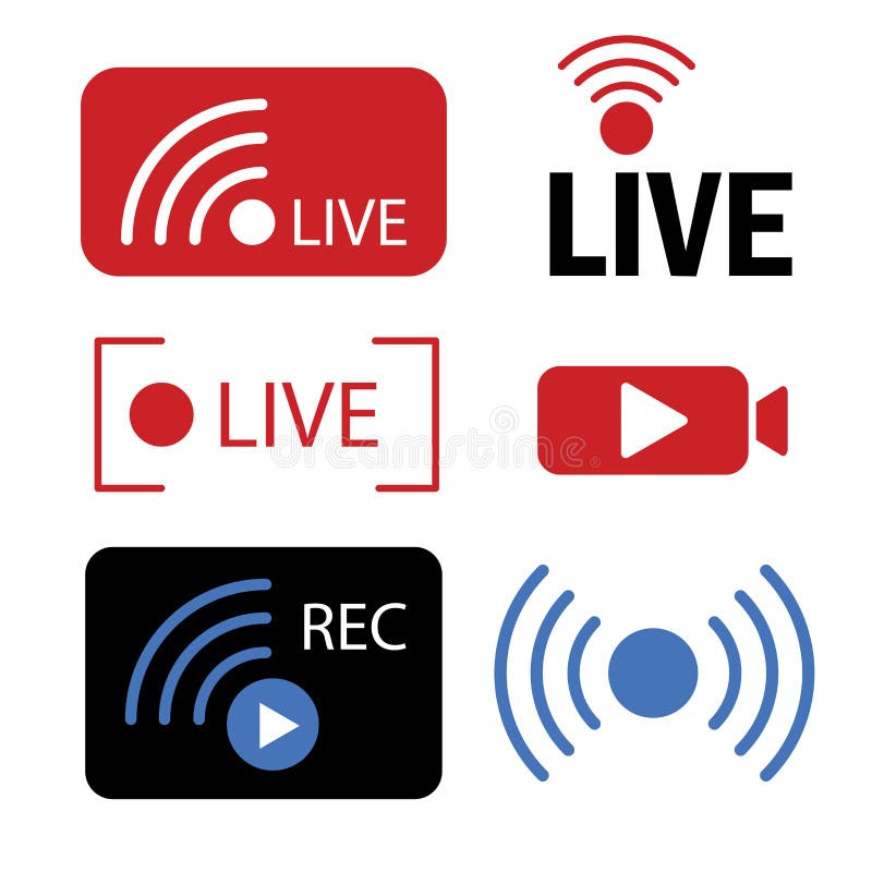 Website Icon Symbol. Notification Bell Icon. Abstract Live Stream Icons ...