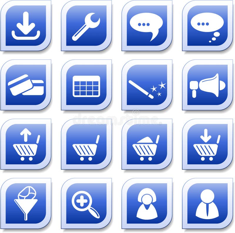 Blue web icons stock vector. Illustration of circle, shadow - 18365033