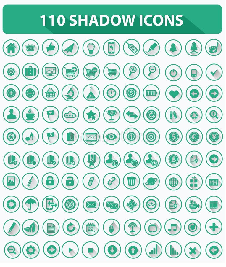 110 Website Icons,High Quality,Shadow Style,Green Stock Vector ...