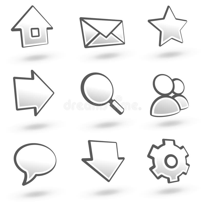 Website Icons Set 01: Grey. Stock Vector - Illustration of navigation ...