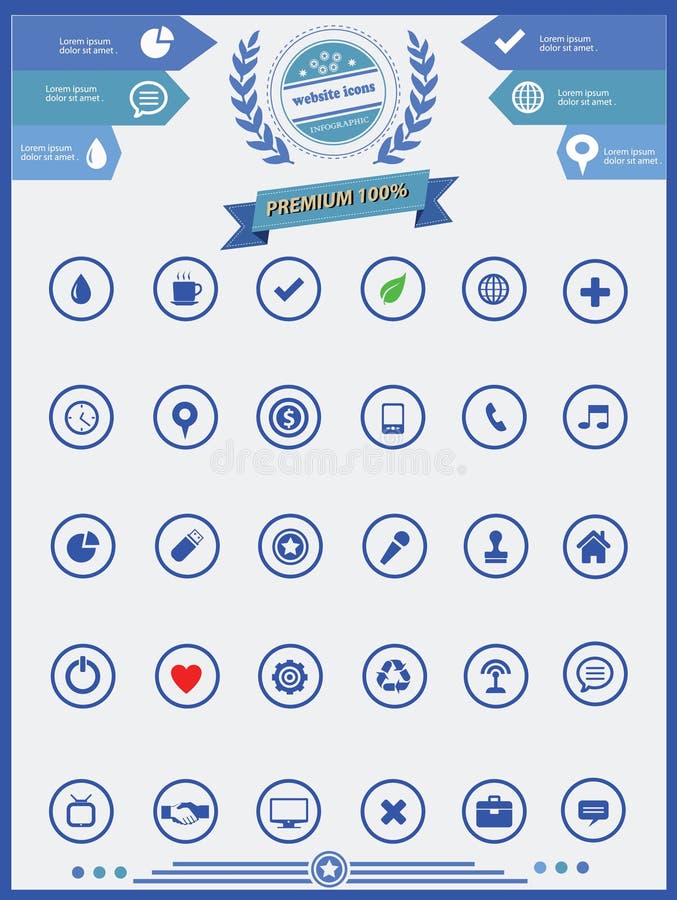 30 Website Icons Set,Blue Version Stock Illustration - Illustration of ...