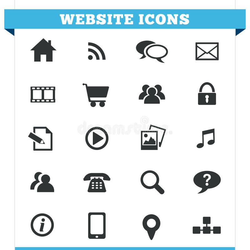 Website Icons Vector Set stock vector. Illustration of home - 30894494