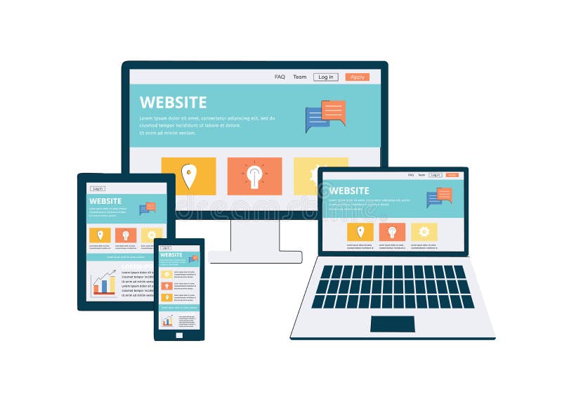 Website Interface on Modern Technology Screens. Computer Monitor, Phone ...