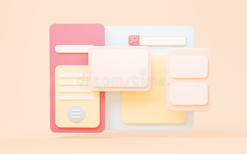 Website Interface on the Screen with Cartoon Style, 3d Rendering Stock ...