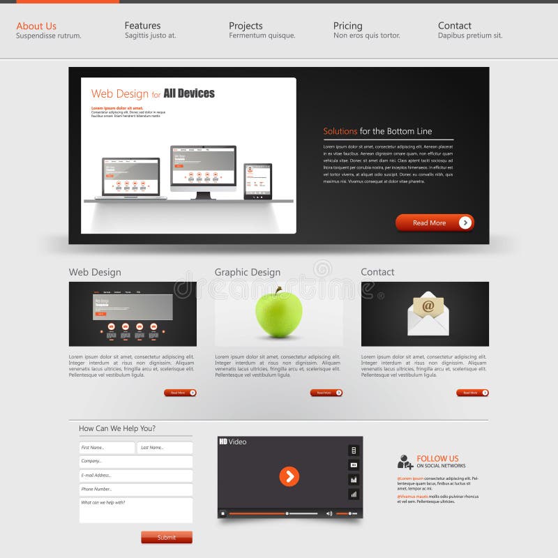 Website Interface Template Design. Vector Stock Vector - Illustration ... Website Interface Template Design. Vector Stock Vector - Illustration ...