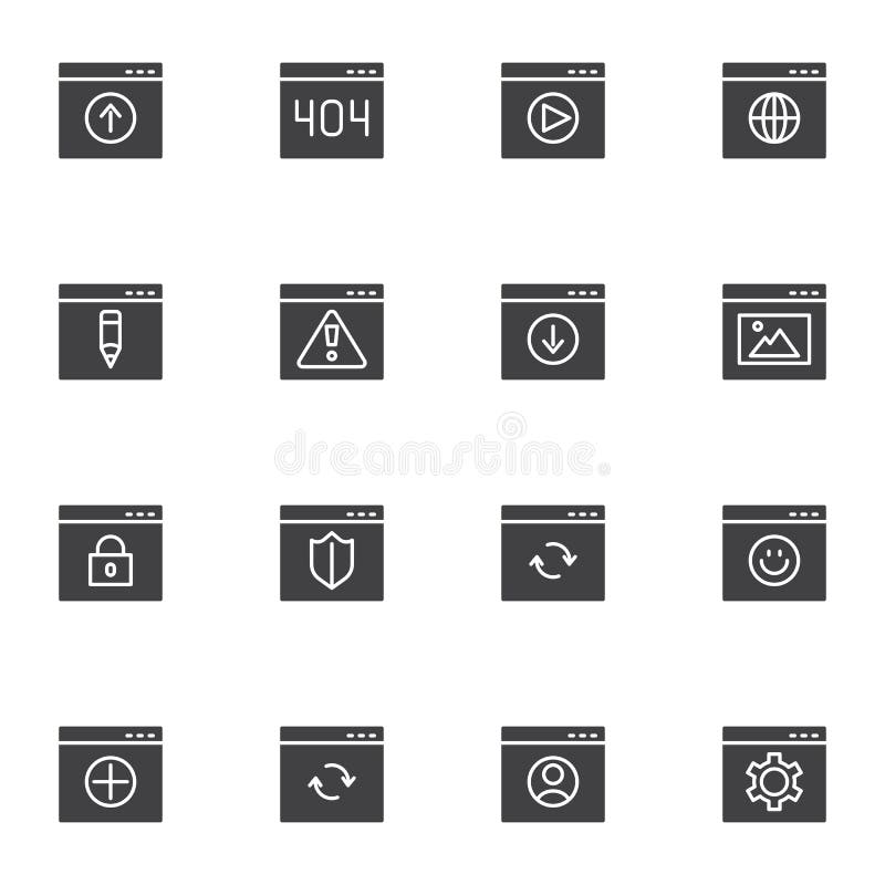 Browser Interface Outline Icons Set Stock Vector - Illustration of ...