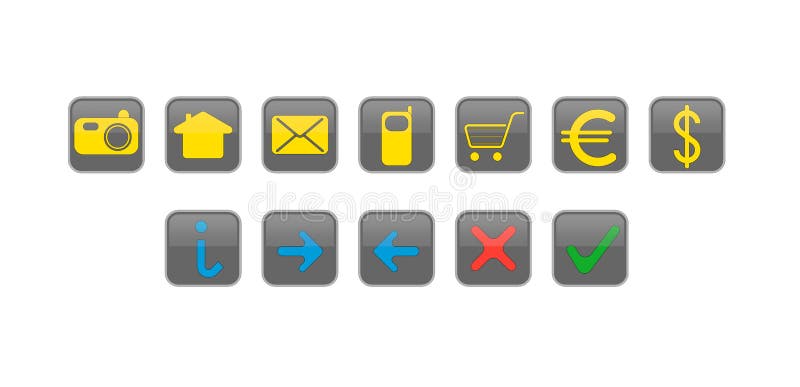 Website and Internet Icons Buttons Stock Illustration - Illustration of ...