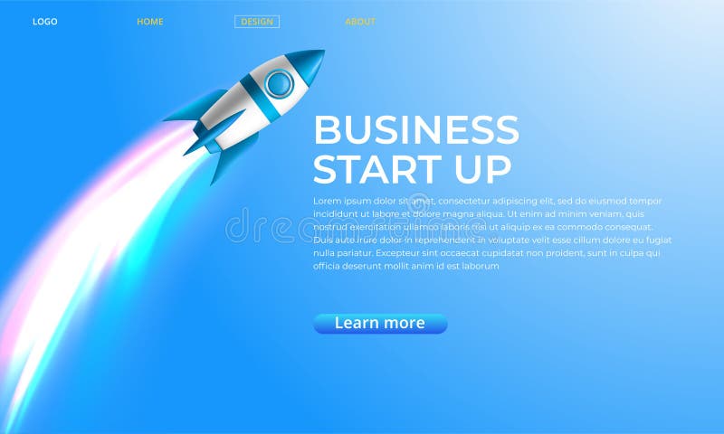 Website Landing Home Page with Rocket Stock Vector - Illustration of ...