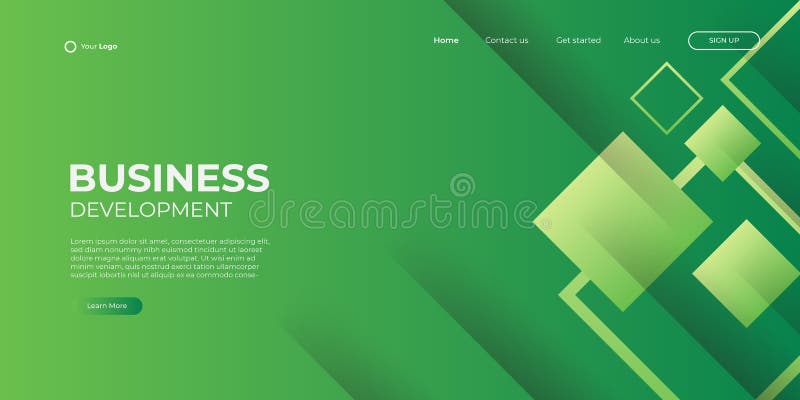 Landing Page Website Layout Template Design with Abstract Motion Shape ...