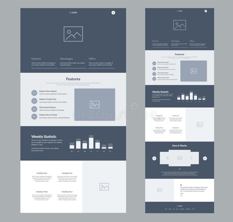 Website Landing Page Design for Business. One Page Site Wireframe ...