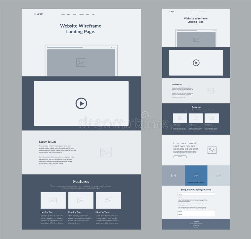 Wireframe UI, UX and GUI Layout with Different Login Screens. Stock ...