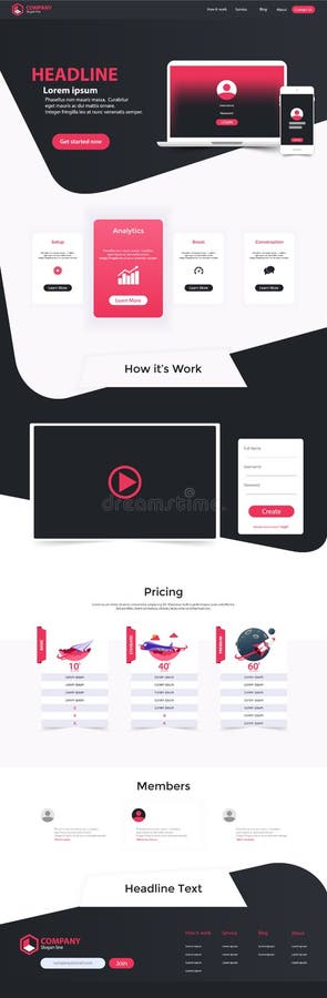 Website Landing Page Design Web Analytics Website Vector Template Stock ...