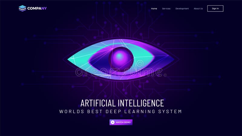 Website Landing Page with Illutsration of Human Eye and Security Stock ...