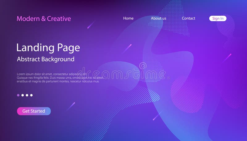 Website Landing Page Template. Modern Abstract Background Design Stock ...