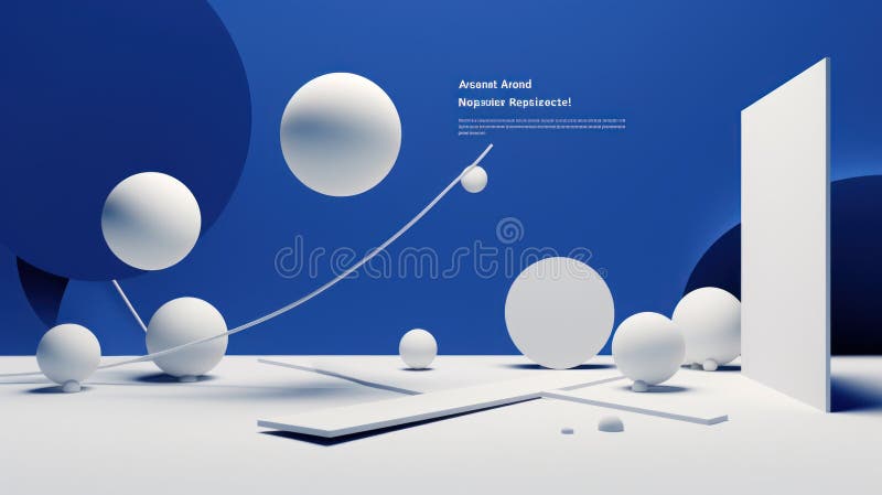 Website Layout Design, 3D Shapes on the Blue Background Generative AI ...