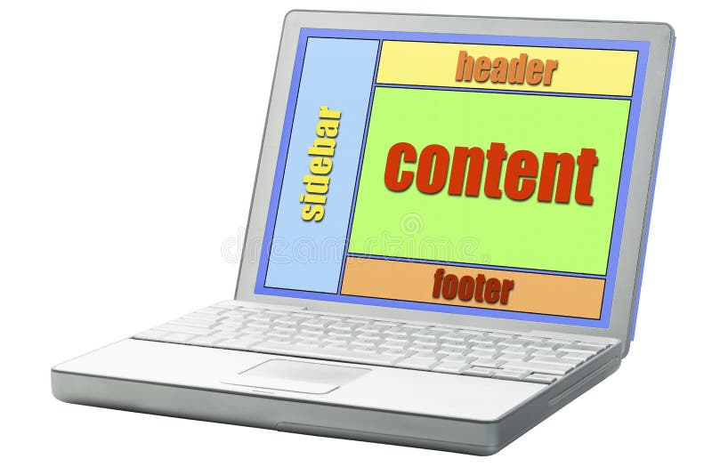 Website Layout Design on Laptop Stock Image - Image of footer, webpage ...