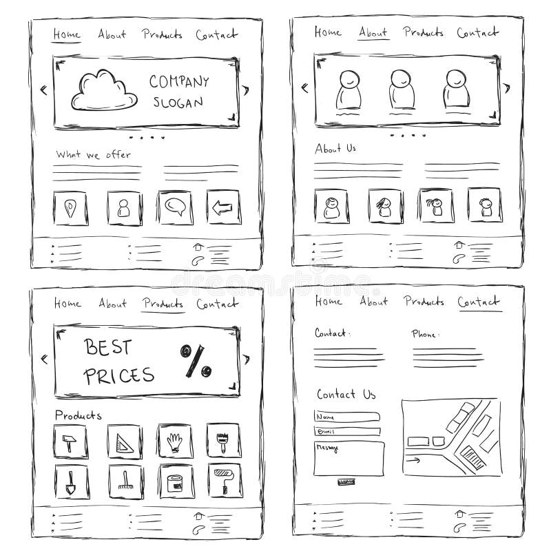 Website Layout Doodles stock vector. Illustration of mobile - 140394132