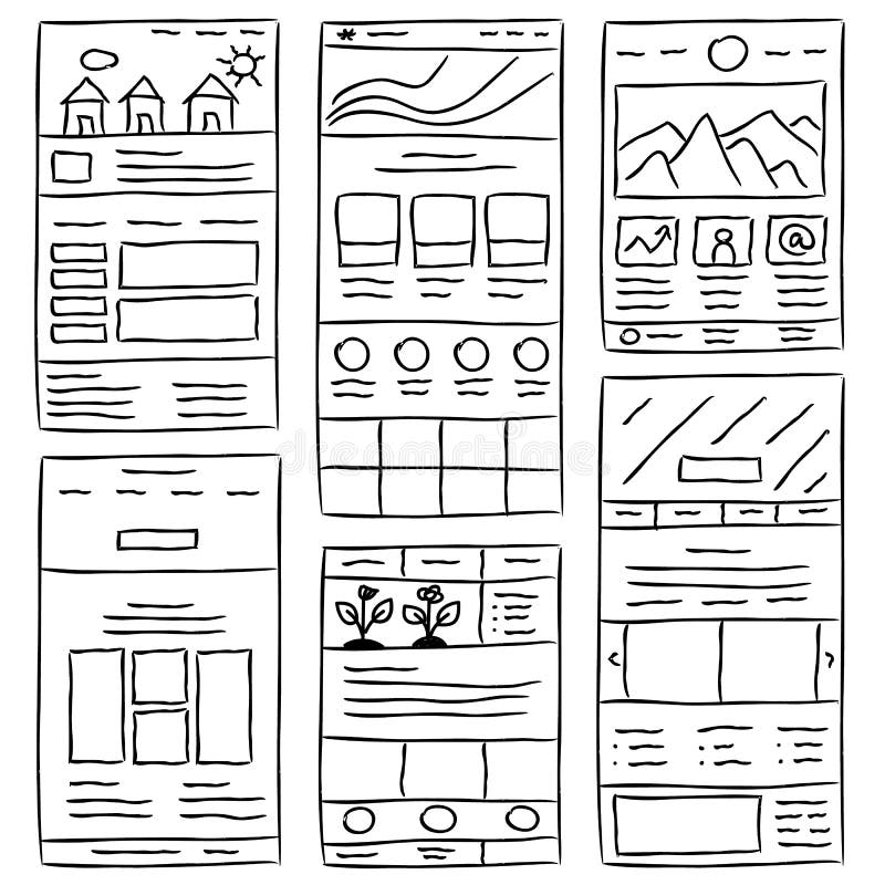 UI Mobile App Wireframe Doodle Stock Vector - Illustration of drawn ... UI Mobile App Wireframe Doodle Stock Vector - Illustration of drawn ...