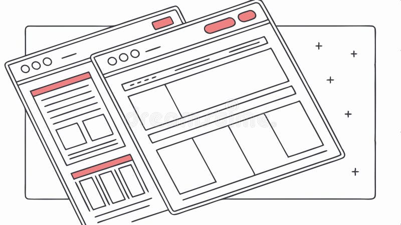 Website Layout Template Web Design And Ui Wireframe Example Vector