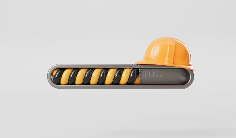 Website Loading Bar with Builder Hard Hat. Page Under Construction ...