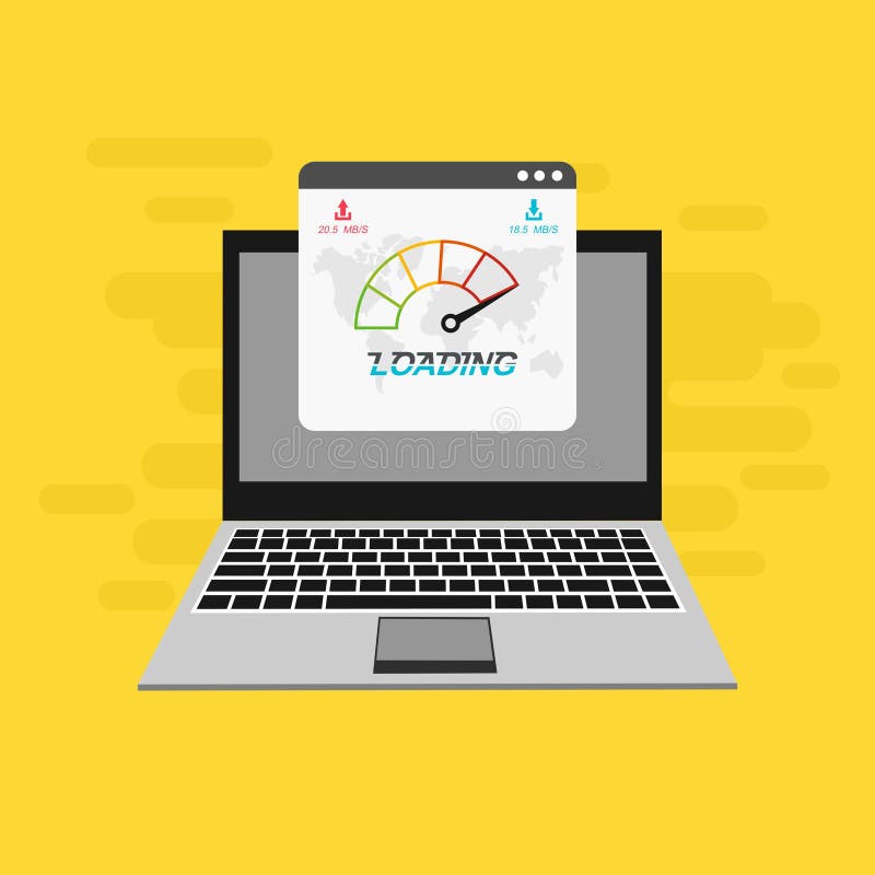 Website Loading Speed, Server Speed, Page Speed Test Flat Design Vector ...