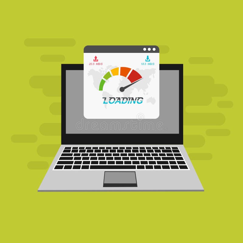 Website Loading Speed, Server Speed, Page Speed Test Flat Design Vector ...