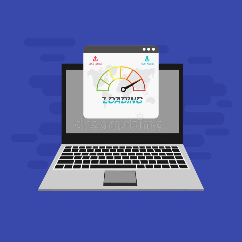 Website Loading Speed, Server Speed, Page Speed Test Flat Design Vector ...